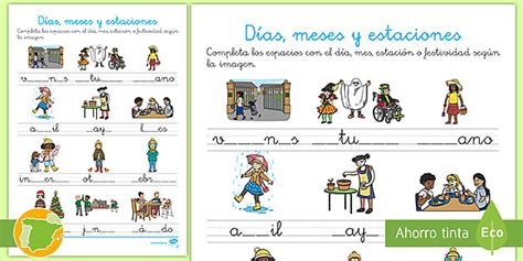 Ficha de actividad Días meses estaciones y fiestas del año