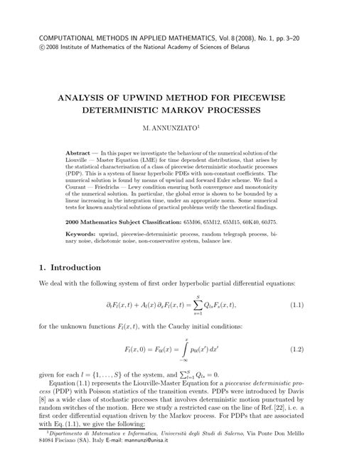 pdf analysis of upwind method for piecewise deterministic markov processes