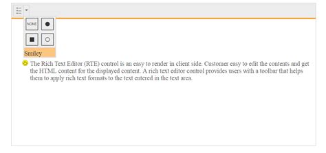 working with lists related operation in richtexteditor widget for syncfusion essential asp core