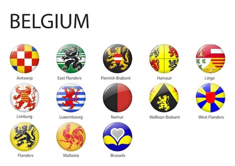 Todas las banderas de regiones de bélgica Vector Premium