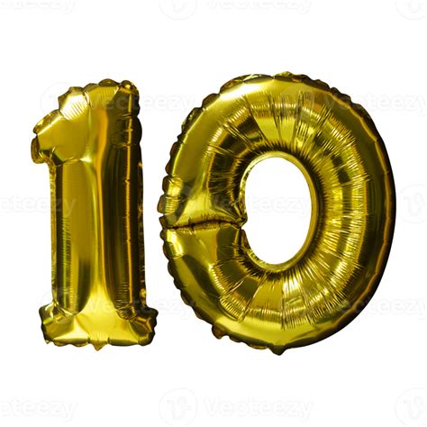 Golden Number Helium Balloons Isolated Background Realistic Foil