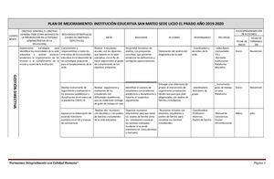 Calam O Plan De Mejoramiento Institucional