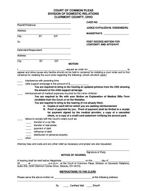Fillable Online Domesticcourt POST DECREE MOTION FOR Fax Email Print
