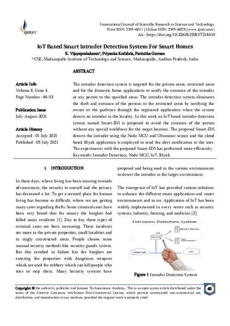 pdf iot based smart intruder detection system for smart homes international journal of