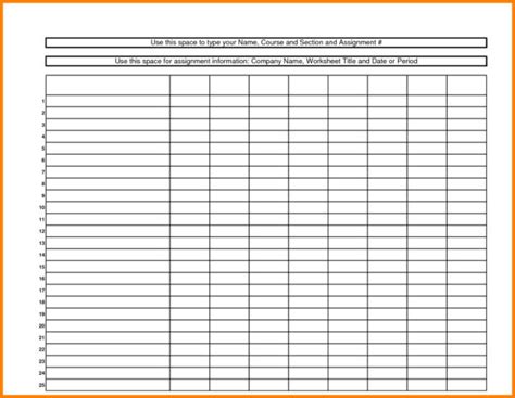 Printable Blank Spreadsheet With Lines Db Excel