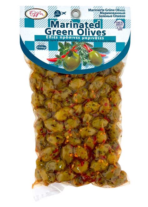 Olives vertes grecques marinés au thym piment origan 500 g