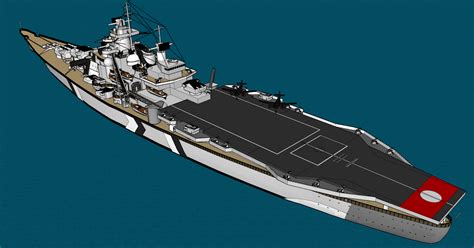 German Battleship Bismarck Hybrid Aircraft Carrier Concept by See Bär