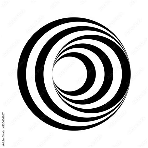 Op Art Circle Black And White Stripes Make Optical Illusion Swirl