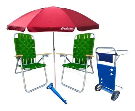 Combo Playa Reposeras Reforzadas Carro Mesa Sombrilla Env O Gratis