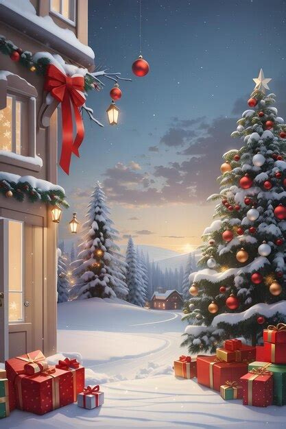 Rbol De Navidad Nieve Fondo De Navidad Ai Generado Foto Premium