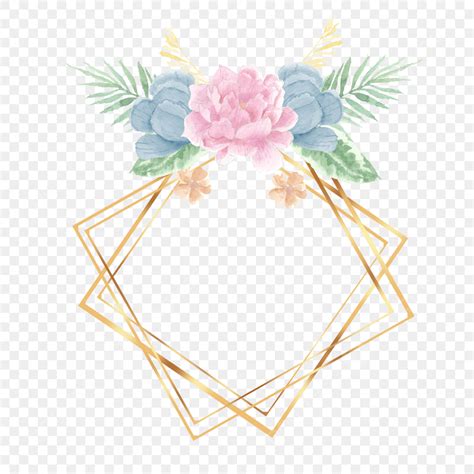 Golden Frame Free PNG Image Golden Frame With Watercolor Flower Free