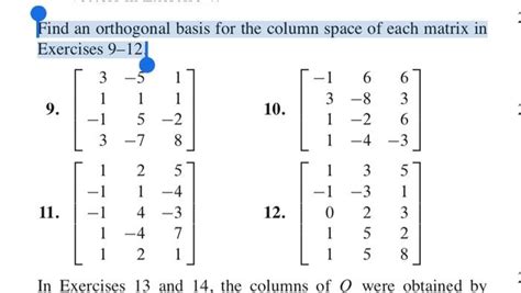 solved find an orthogonal basis for the column space of each
