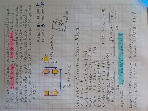 ayuda por favor De una pieza rectangular de cartón que mide 8 por 5 m