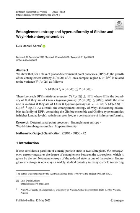 pdf entanglement entropy and hyperuniformity of ginibre and weyl heisenberg ensembles