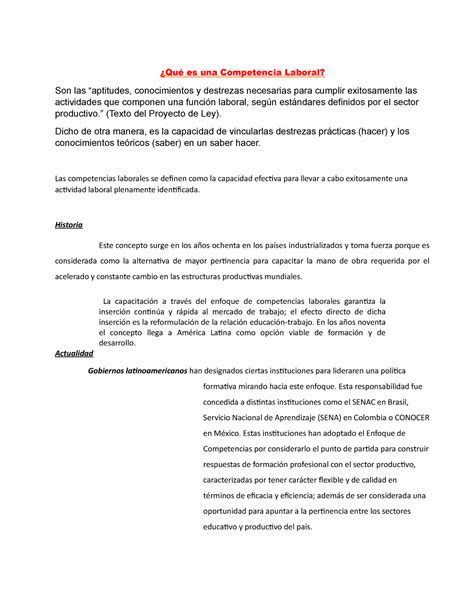 Ejercicio 1 WORD Soraiz Qué es una Competencia Laboral Son las