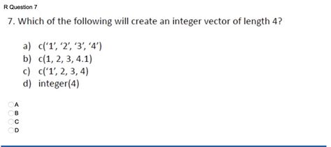 solved 7 which of the following will create an integer