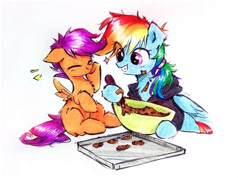 3339834 Safe Artist Liaaqila Rainbow Dash Scootaloo Pegasus