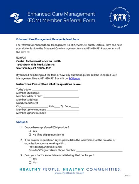Fillable Online Enhanced Care Management Program Member Referral Form