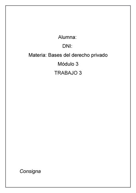Tp Privado Tp Alumna Dni Materia Bases Del Derecho Privado
