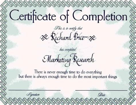 Certificate Of Completion Template Printable Printable Templates