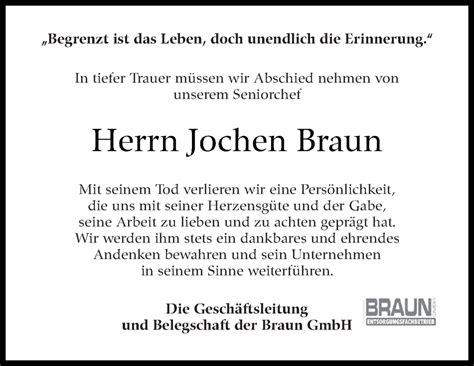 Traueranzeigen Von Jochen Braun Stuttgart Gedenkt De