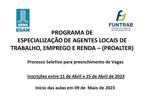 Aberto Novo Processo Seletivo Para Preencher As Vagas Do Curso De