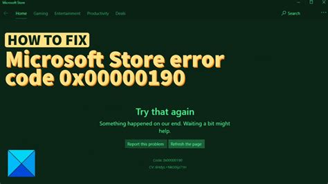 how to fix microsoft store error code 0x00000190 youtube