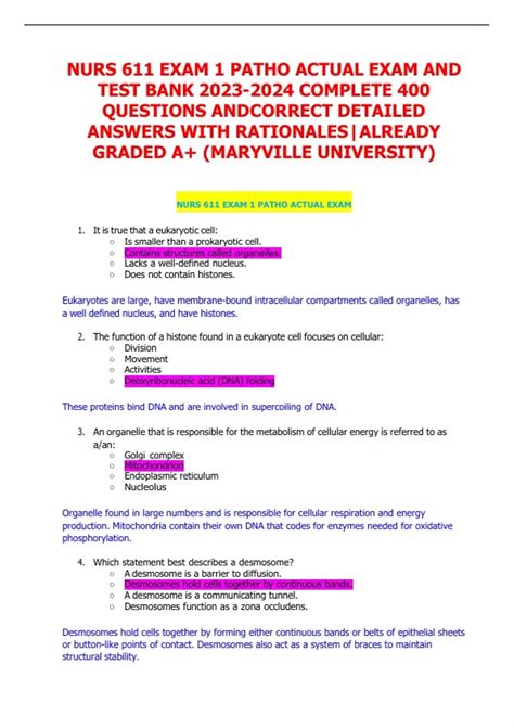 NURS 611 EXAM 1 PATHO ACTUAL EXAM AND TEST BANK COMPLETE 400 QUESTIONS