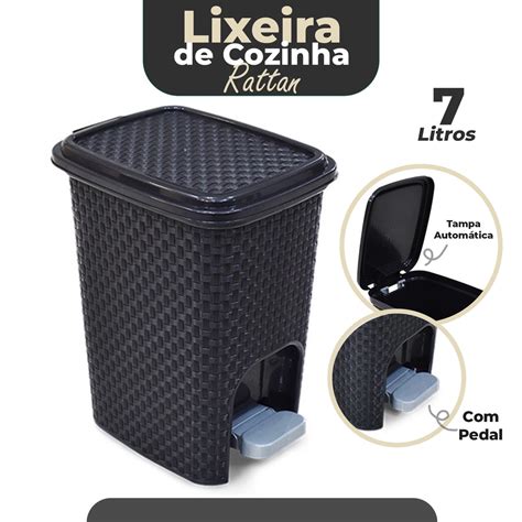 Lixeira Cozinha Banheiro Pequena Cesto De Lixo Tampa 7 Litros