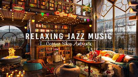 Winter Cafe Shop Bookstore Ambience With Relaxing Smooth Jazz Music And