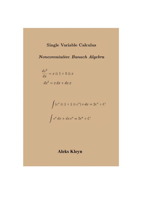 pdf single variable calculus noncomutative banach algebra