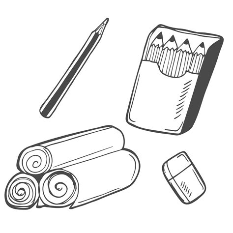 mano dibujado papelería colocar vector garabatear ilustración conjunto