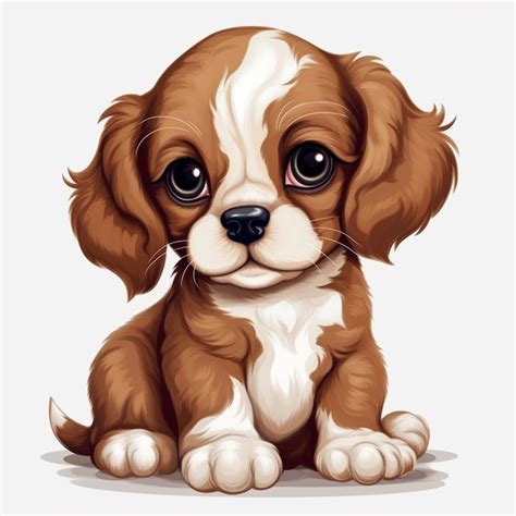 Un Dibujo De Dibujos Animados De Un Cachorro Con Ojos Grandes Foto