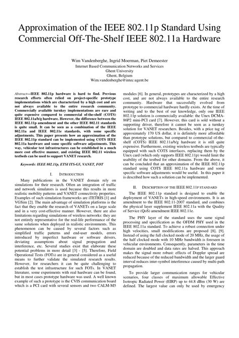 pdf approximation of the ieee 802 11p standard using commercial off the shelf ieee 802 11a