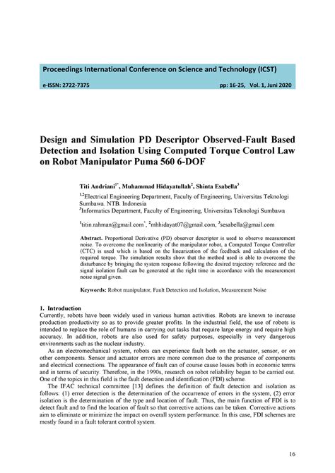 design and simulation pd descriptor observed fault based detection and isolation using computed