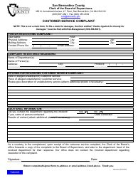 County Of San Bernardino California Customer Service Complaint Fill