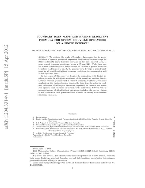 pdf boundary data maps and krein s resolvent formula for sturm liouville operators on a finite