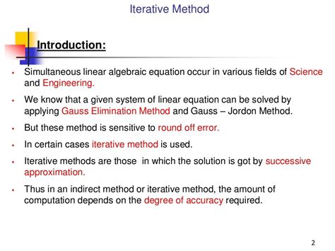 numerical methods iterative methods indirect method