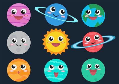 Colección de conjunto de planetas de dibujos animados 681666 Vector en