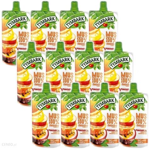 Tymbark Mus 100 pomarańcza marakuja jabłko banan Zestaw 12 x 120 g