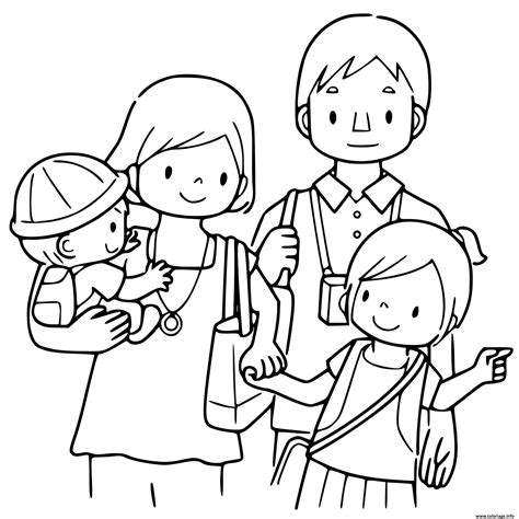 Coloriage Famille Avec Deux Enfants Dessin Famille Imprimer