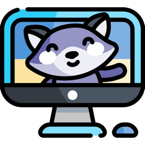 Icono De Computadora Kawaii Lineal Color