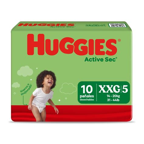 PAÑALES PARA BEBÉ HUGGIES ACTIVE SEC TALLA XXG 10 UND La Gran Bodega