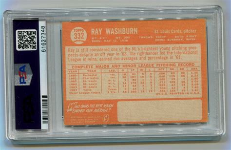 1964 Topps 332 Ray Washburn For Sale Online EBay