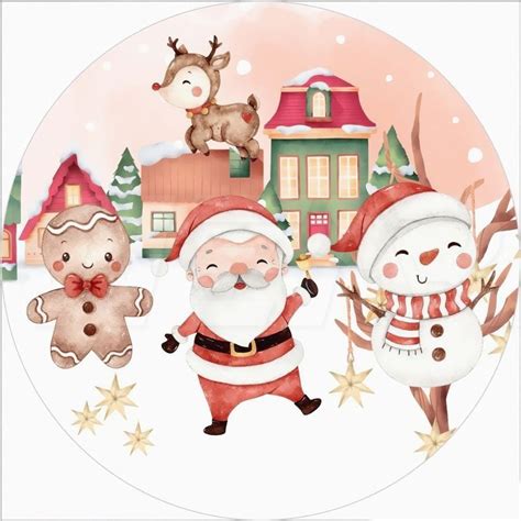 Painel Redondo Tecido Sublimado 3D Natal FRD 1816 Felicitá Natal