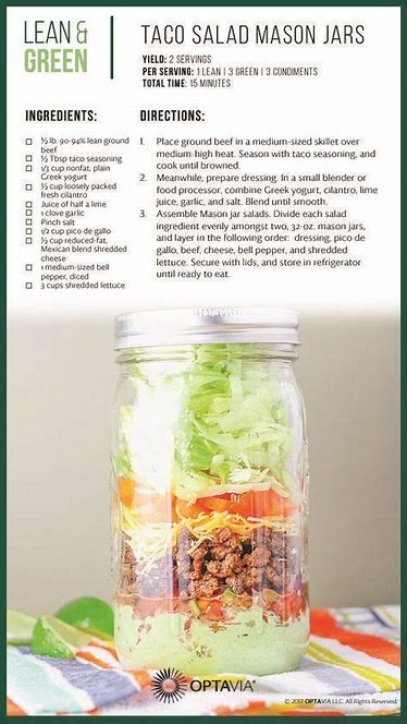 Lean And Green Recipes Bing Images In Mason Jar Salad Greens