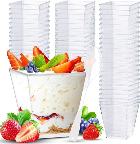 Frasheng 60 Pezzi 60ml 2oz Tazze Bicchieri Da Dessert Con 60 Cucchiai