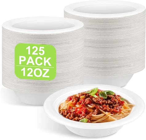 GREENESAGE 125 Pack Paper Bowls Disposable Bowls 12oz Eco Friendly
