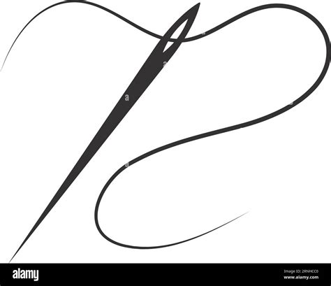 Needle With Thread Black Icon Sewing Symbol Stock Vector Image Art