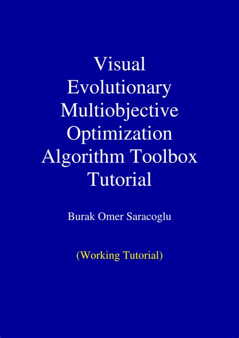 pdf visual evolutionary multiobjective optimization algorithms toolbox tutorial